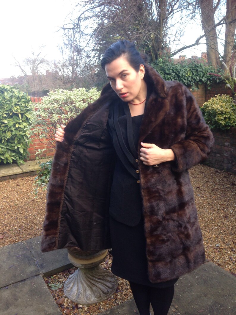 Vintage 1960s Style Womens Dark Brown Real Mink Fur Coat - Etsy