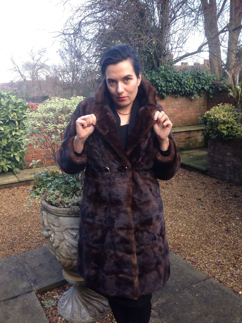 Vintage 1960s Style Womens Dark Brown Real Mink Fur Coat - Etsy