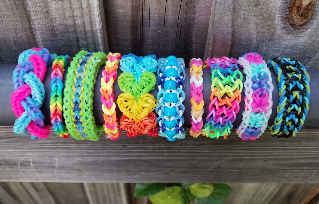 Set of 10 Rainbow Loom Bracelets-starburst Dragonscale Loom Band ...