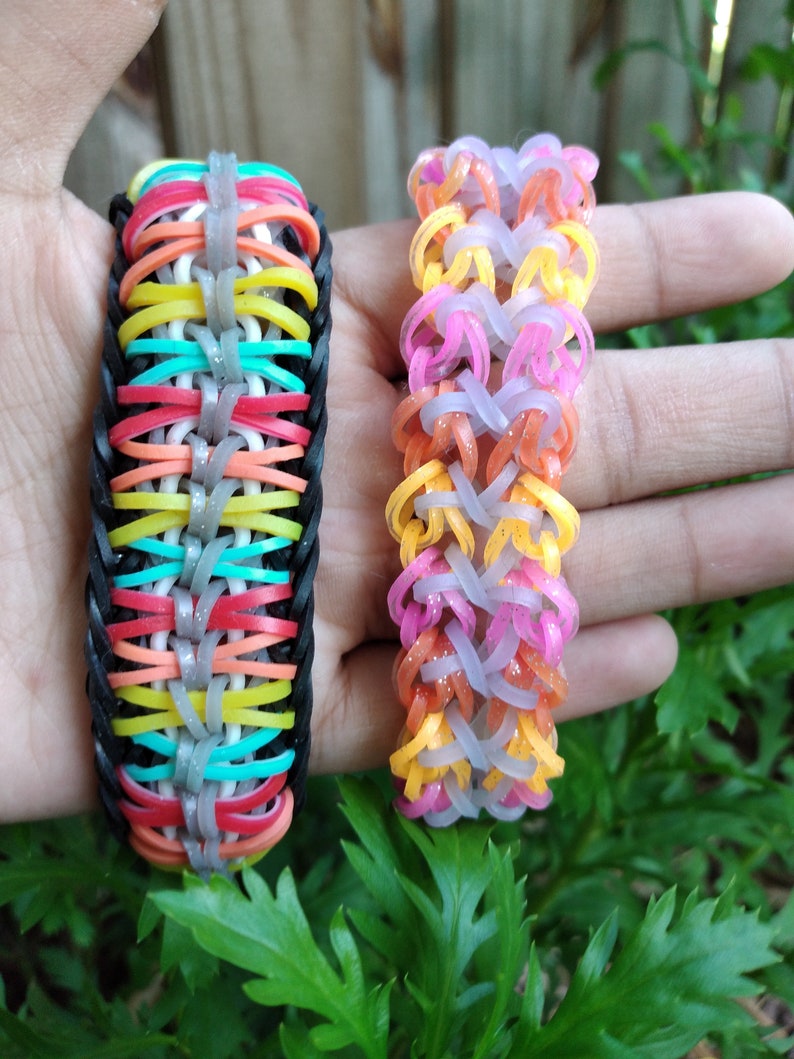 Set of 10 Rainbow Loom Bracelets Fun Loom Bracelets Loom Bands Sensory ...