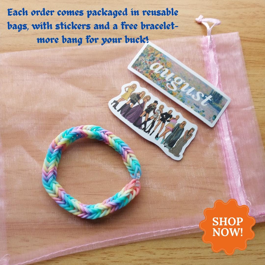 Set-10 Rainbow Loom Bracelets Loom Bands Birthday Party Favors Sensory ...