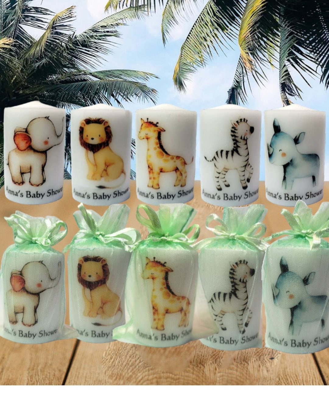 Baby Shower Favors Jungle Animals Candles Safari Personalized Gifts ...