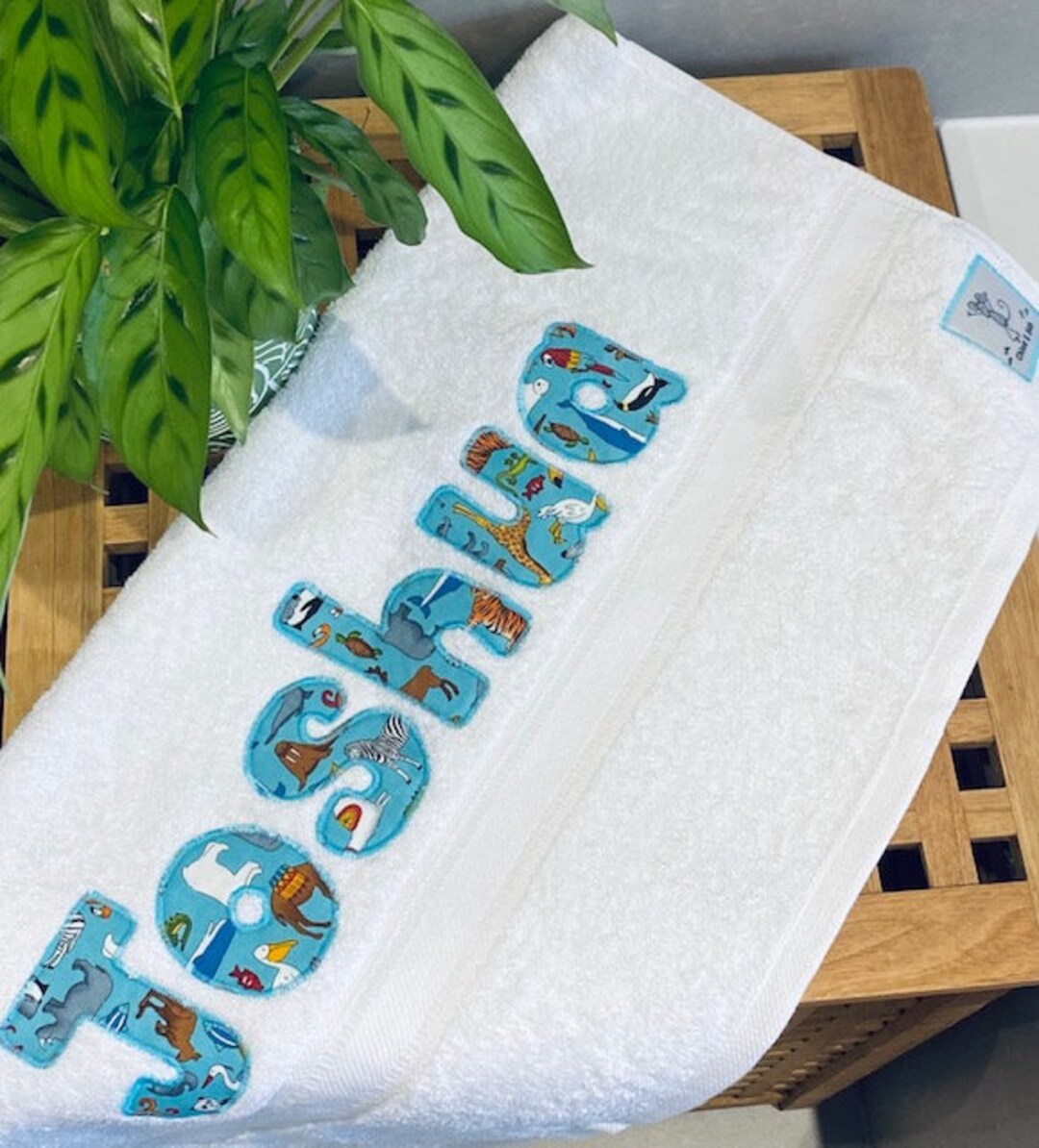 Chloe & Seb White Personalised Towel Choose Your Fabric and - Etsy