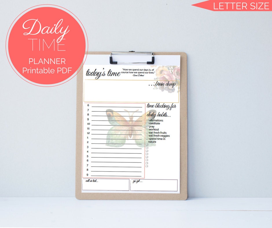 Daily Time Planner Printable Butterfly Alchemy - Etsy