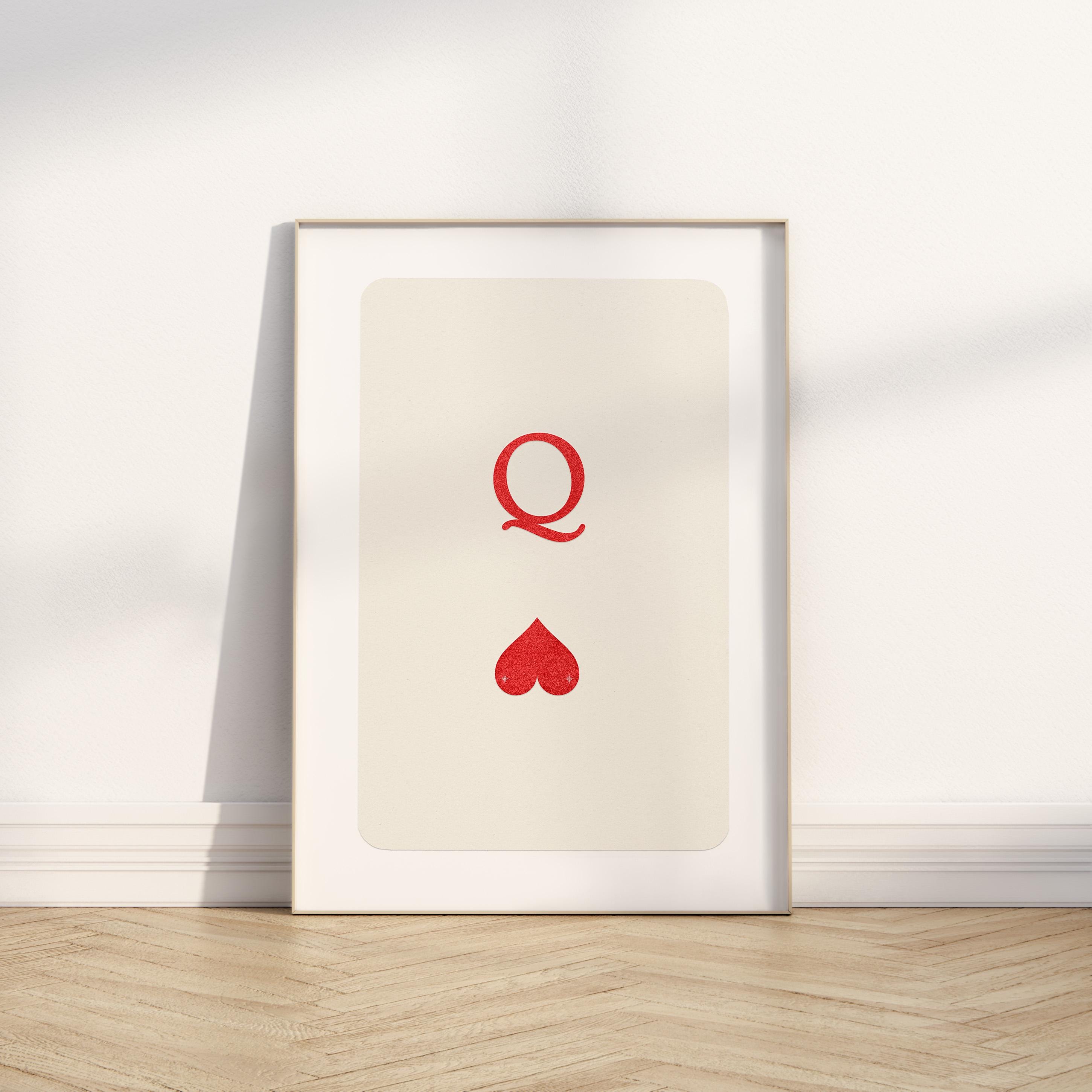 Ace, King, Queen of Hearts Playing Card Prints Glitter Red Wall Art - Etsy