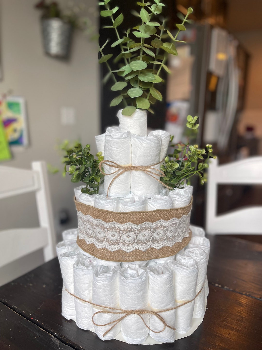 Neutral Burlap Diaper Cake - Etsy