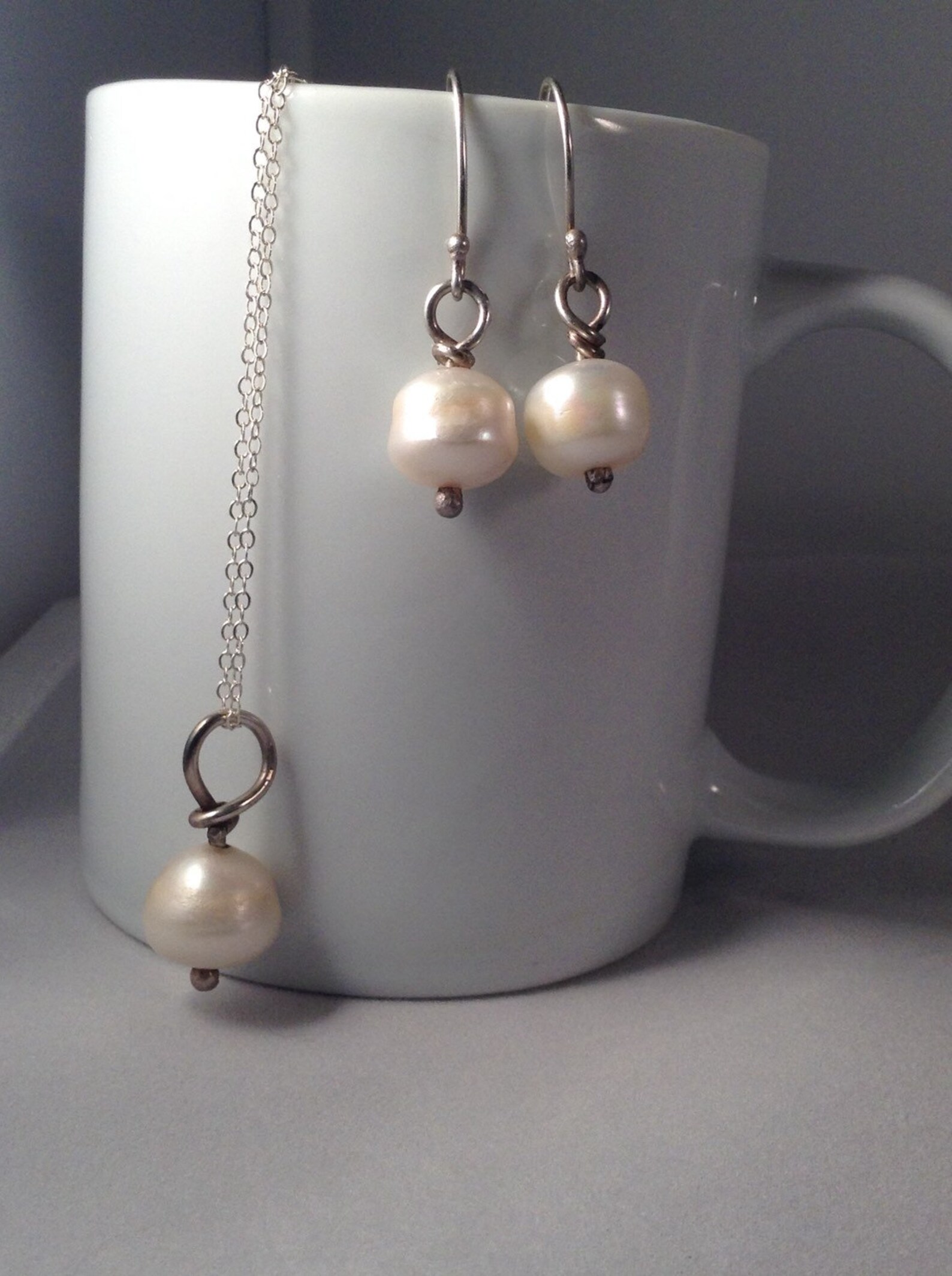 11mm Freshwater Pearl And Sterling Silver Necklace Etsy