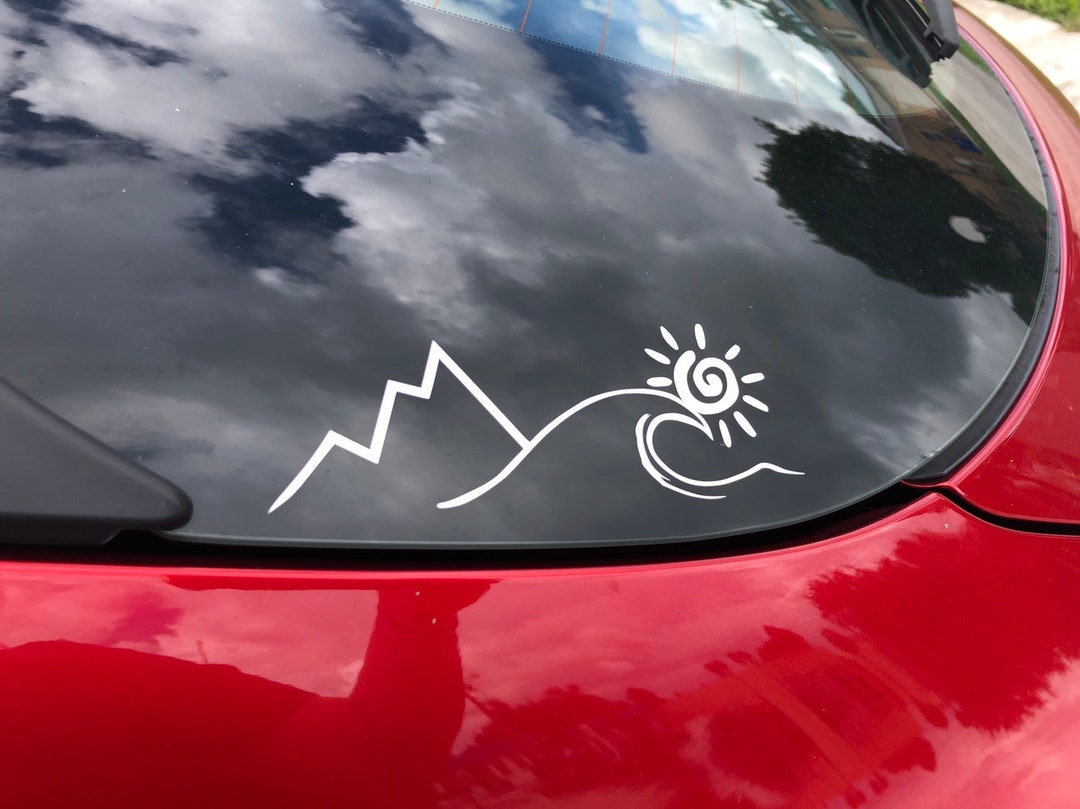 Mountain Sun Wave Vinyl Decal Transfer Sticker / Outdoors and Surf ...