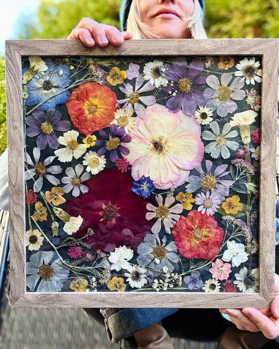 Large Pressed Flower Wall Art Real Pressed Flowers Wall - Etsy