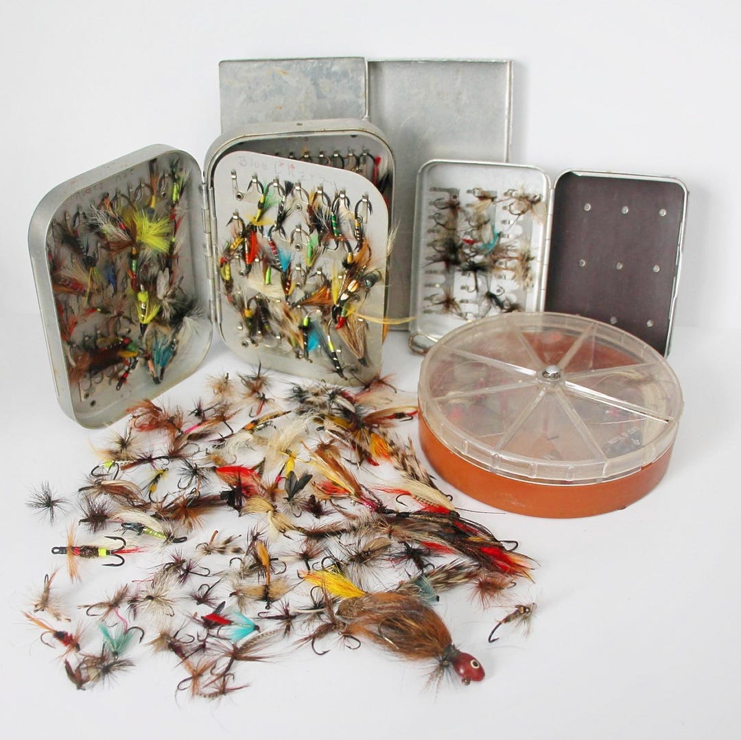 Vintage Fishing Fly Collection With Perrine Slimalloy Boxes - Etsy