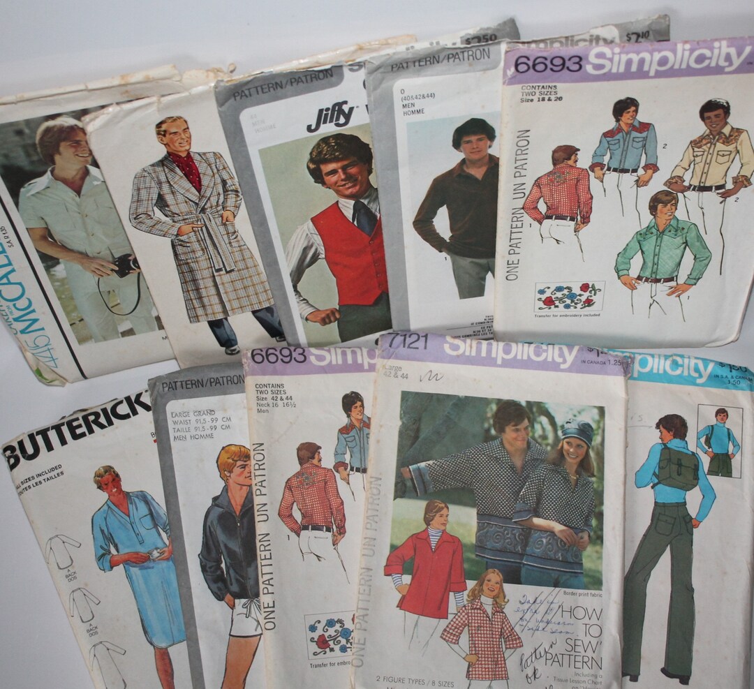 Vintage Sewing Patterns Men's 1940's 1970's - Etsy