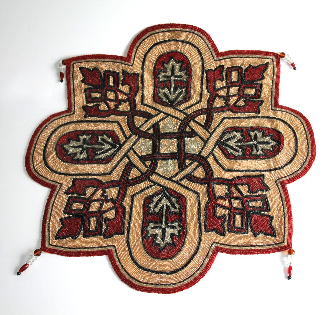 Celtic Knot Beaded Table Cover Centerpiece Red Gold - Etsy