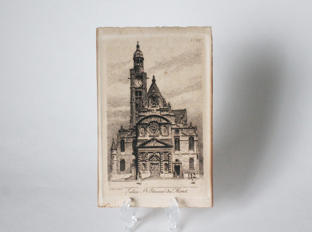 Antique Lithograph Postcard France Eglise St Etienne Du Mont Charles ...