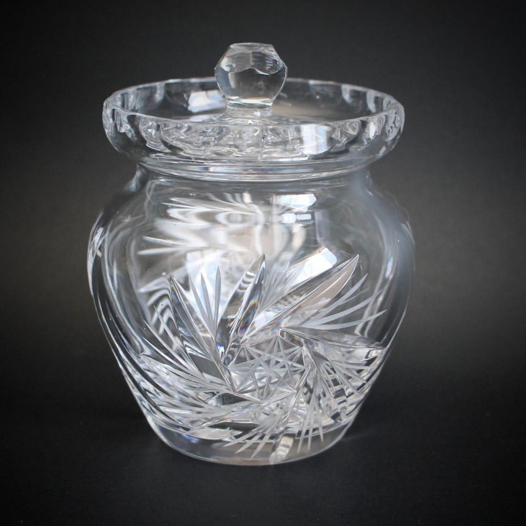 Crystal Jam Jar Pinwheel Pattern Small With Lid Honey Pot - Etsy