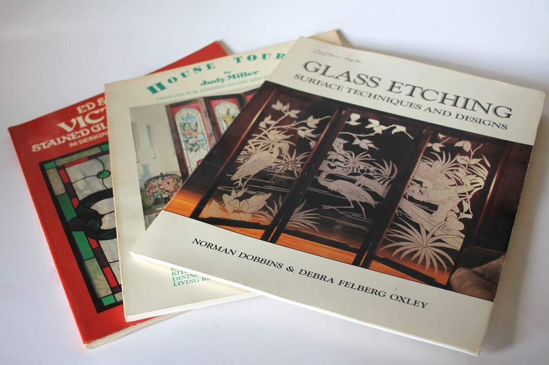 Vintage Stained Glass Pattern Books Glass Etching Needlework - Etsy