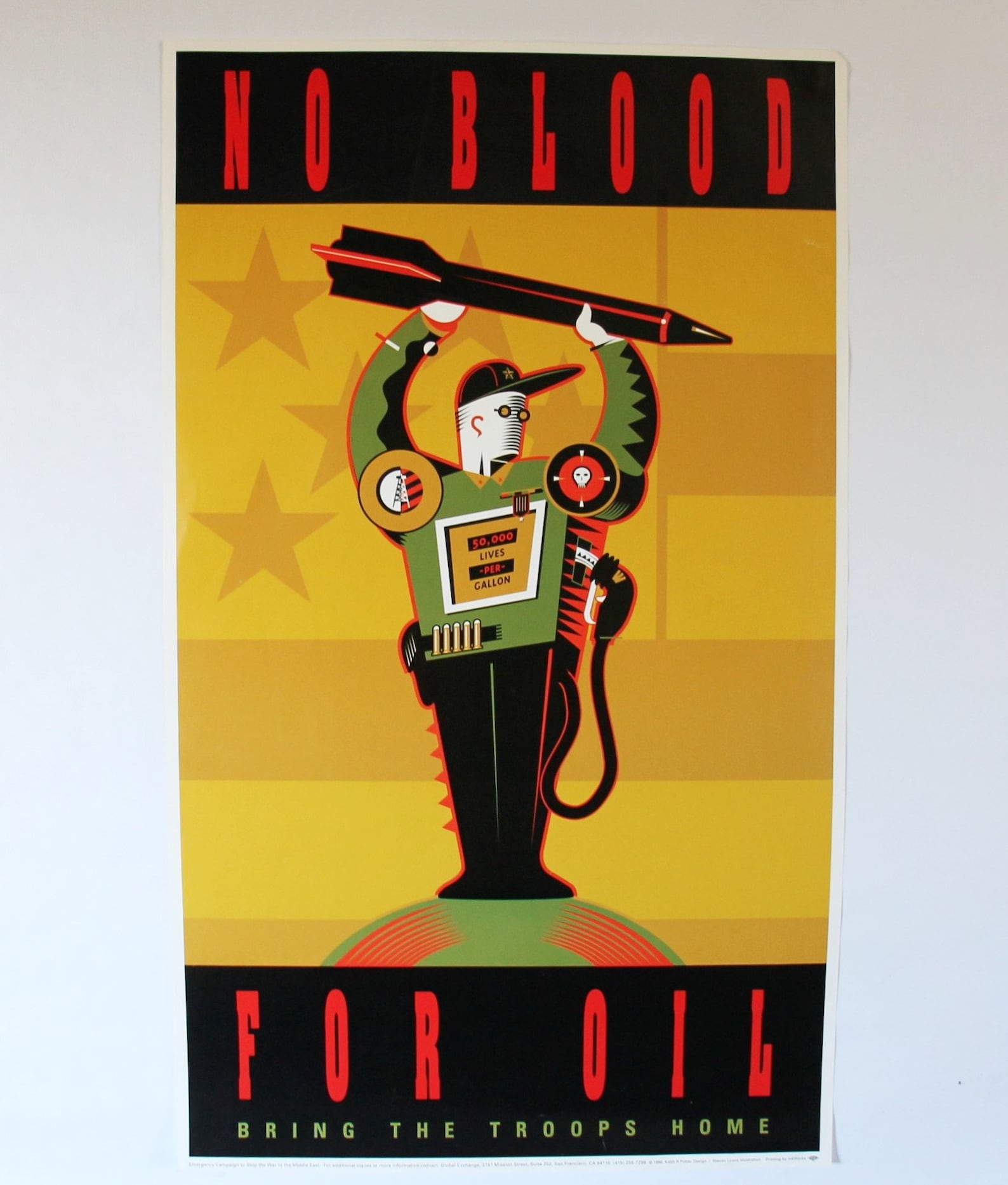 Protest Poster, No Blood for Oil, 1990's Inkworks Press Anti War Peace ...