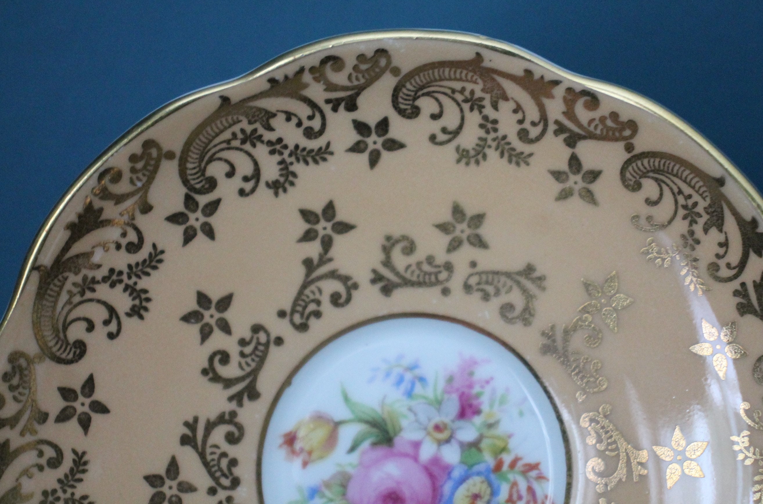 Foley Teacup and Saucer Pattern 3582 Peach Gold Filigree | Etsy