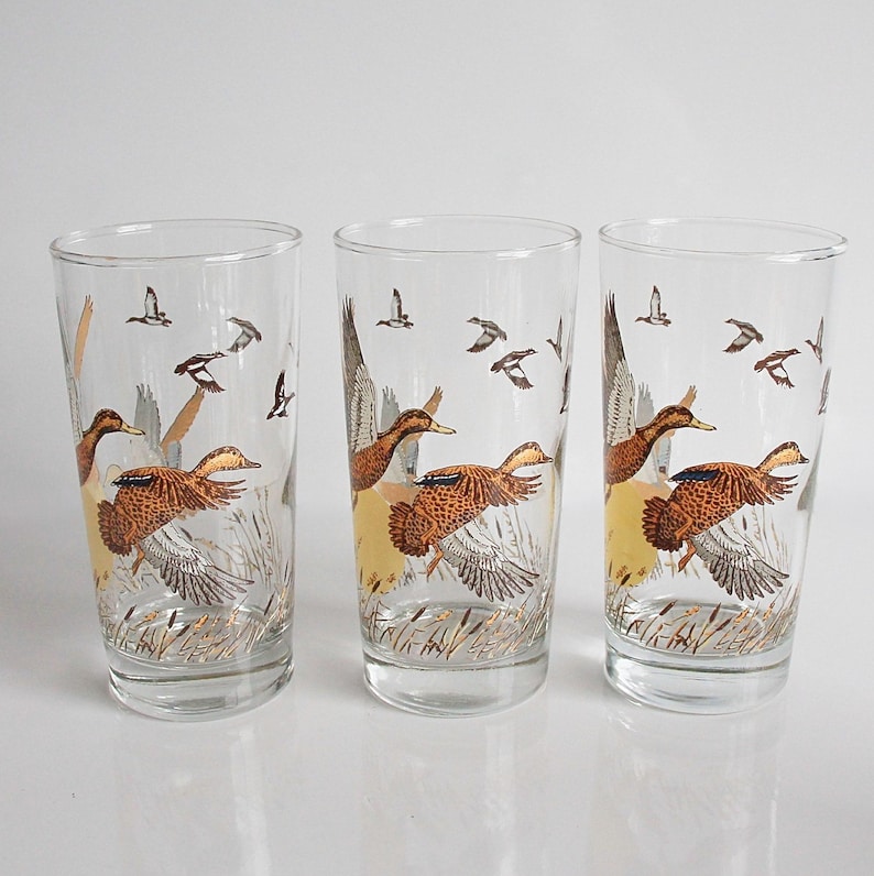 Mallard Duck Water Highball Glasses Libby 1980's - Etsy