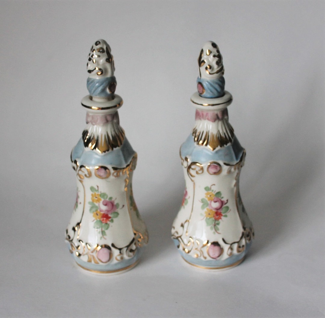 Large Perfume Scent Bottles Rococo Style Floral Pattern Ceramic - Etsy