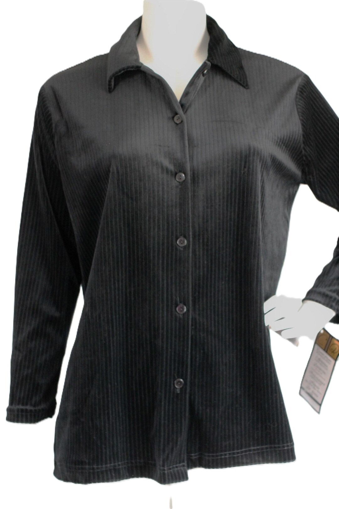 Black Corduroy Blouse Carroll Reed Vintage Velour Size Medium - Etsy