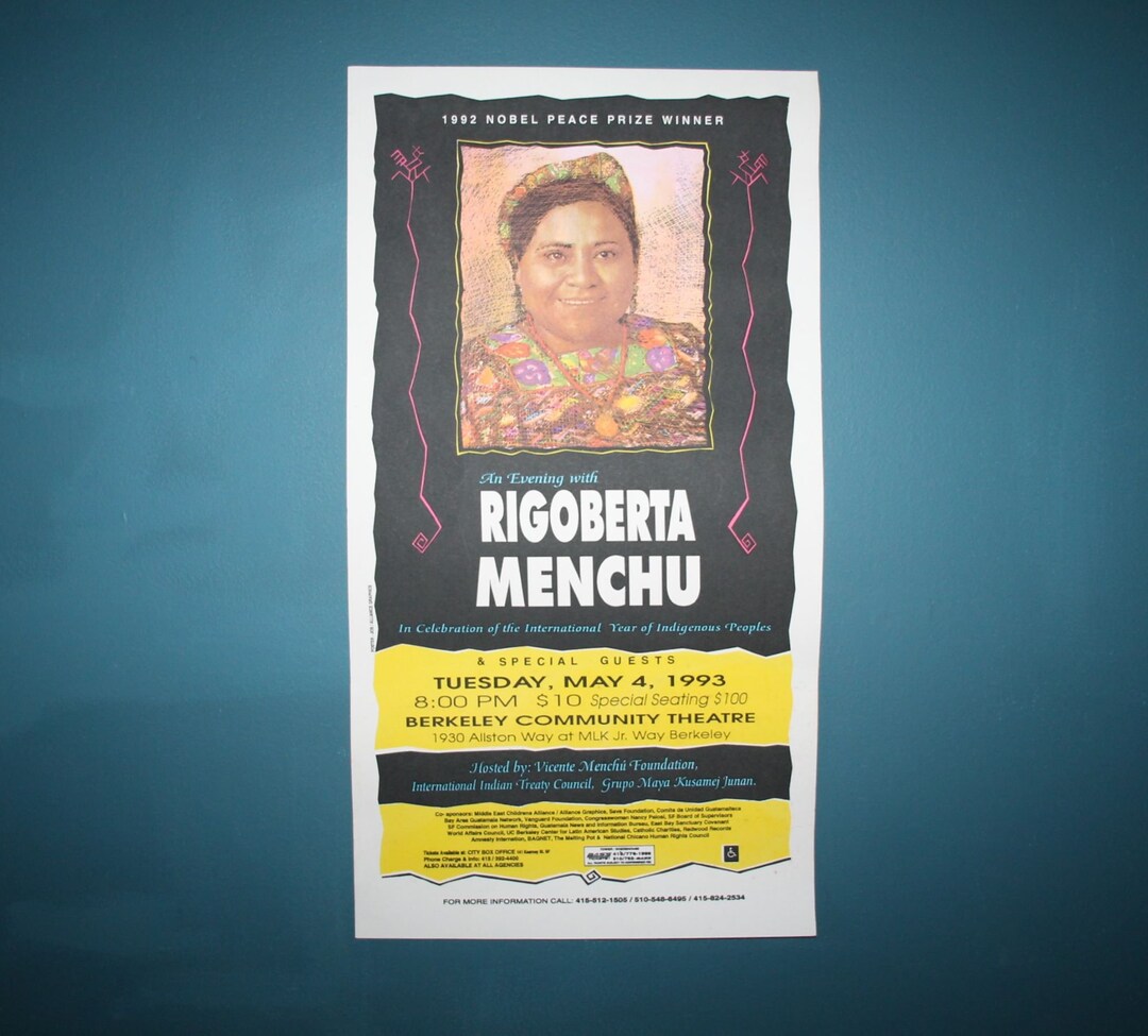 Vintage Poster Rigoberta Menchu 1993 Berkeley Speaking Appearance - Etsy
