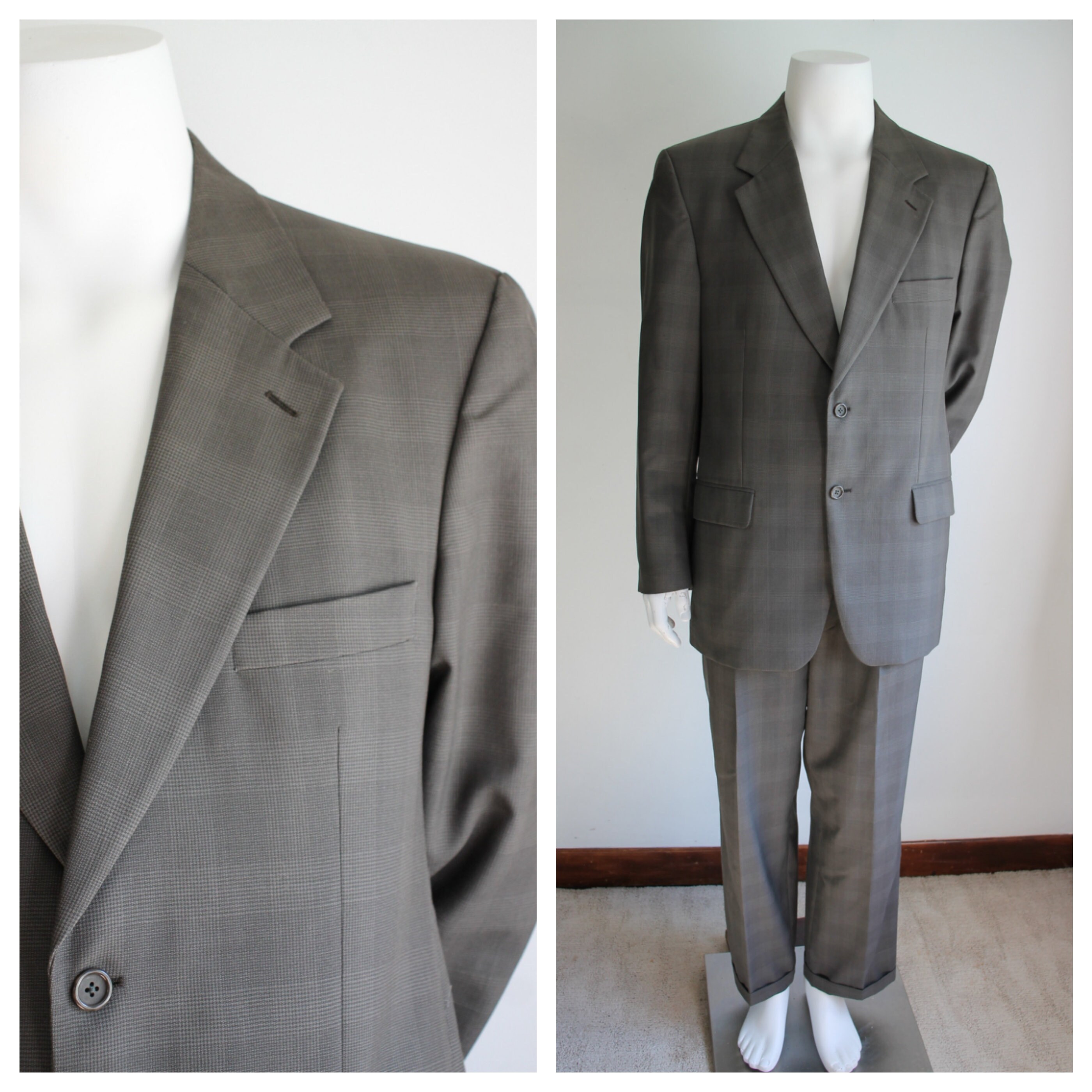 Grey Wool Suit Glen Check Colwell's Size Medium - Etsy