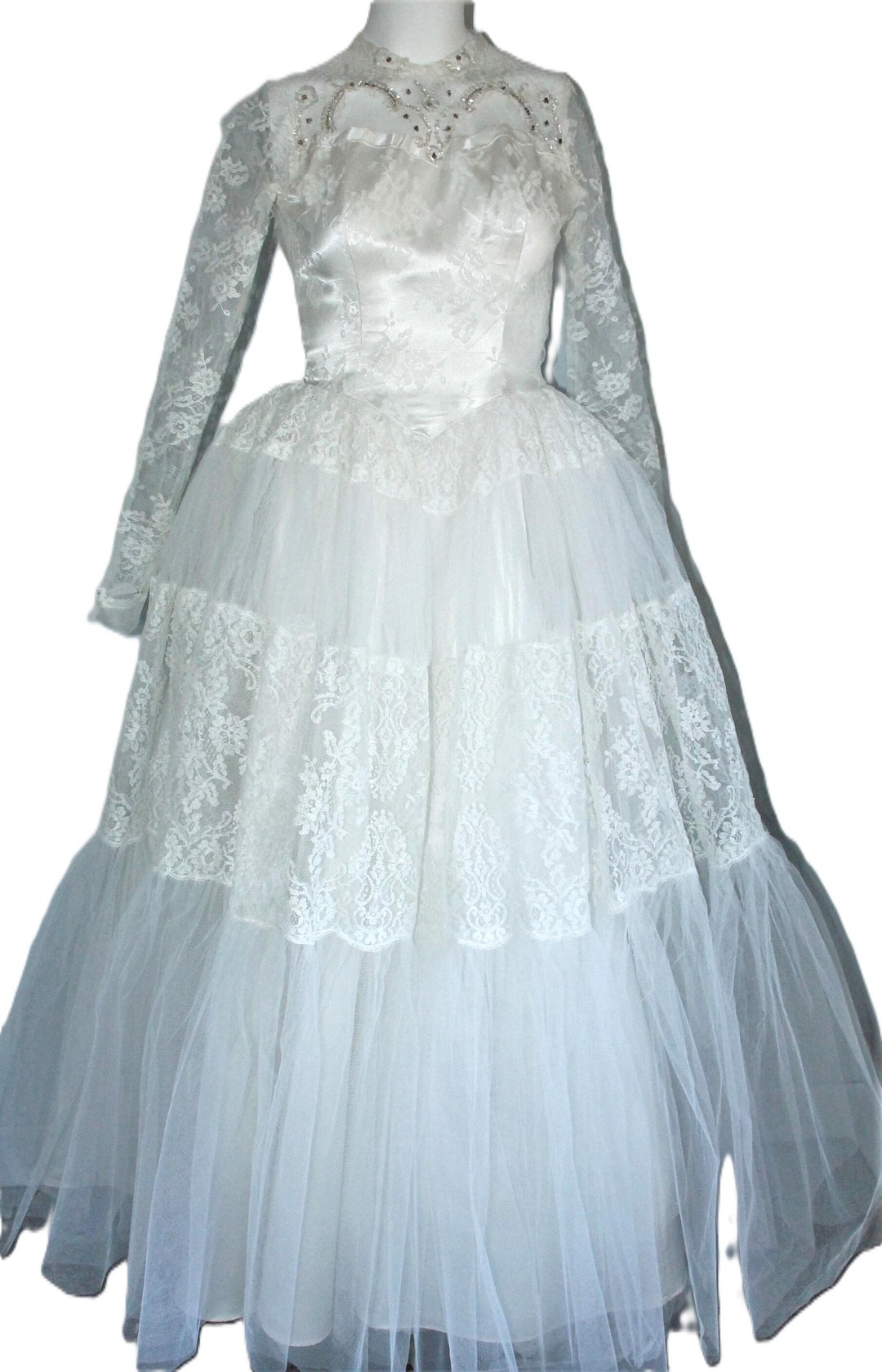Vintage 1950's Wedding Dress With Panniers Ball Gown Size Small - Etsy