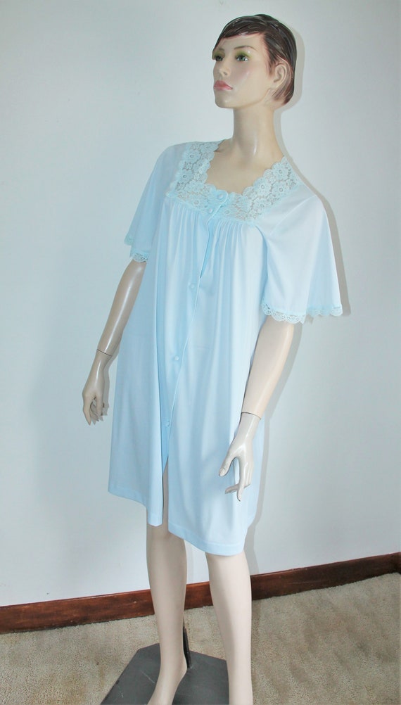 Vintage Blue Nightgown, Short Robe, Lorraine, Size Sm… - Gem