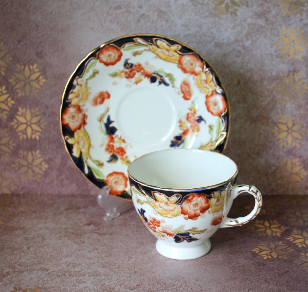 Blue Orange Gold Teacup and Saucer Imari Pattern 2687 HM Sutherland - Etsy