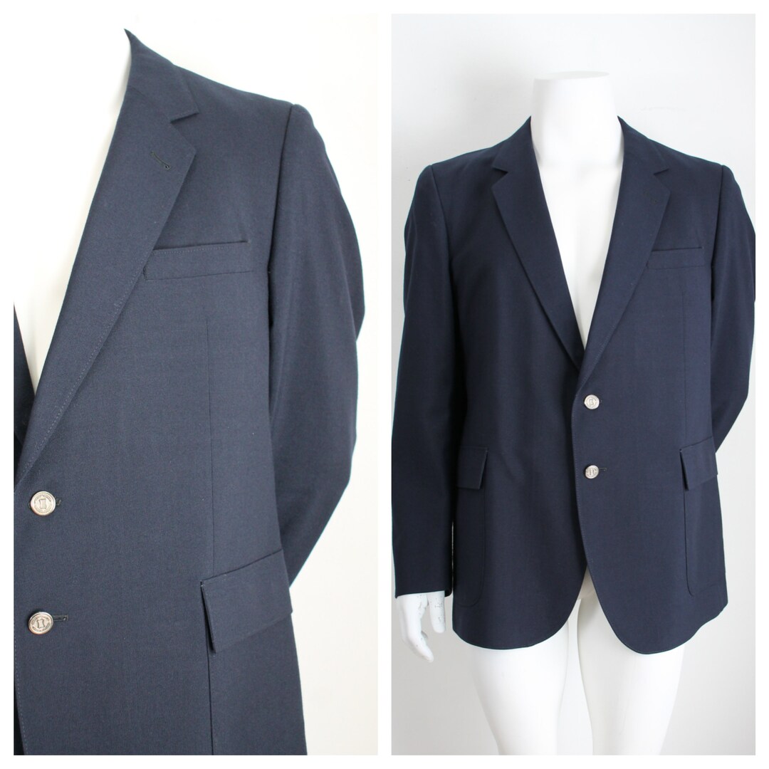 Vintage 70's Navy Jacket Size 46R Sport Coat - Etsy