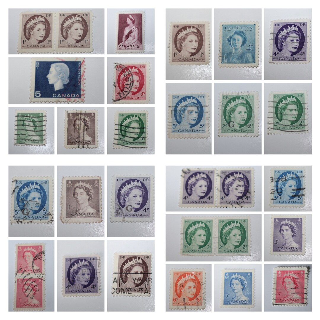 Queen Elizabeth Canada Stamp Set 1950's 1960's - Etsy