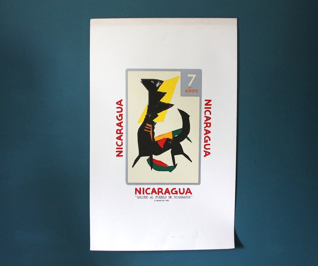 Doug Minkler Paper Screen Print 1986 Saludo Nicaragua Sandinista 7th ...