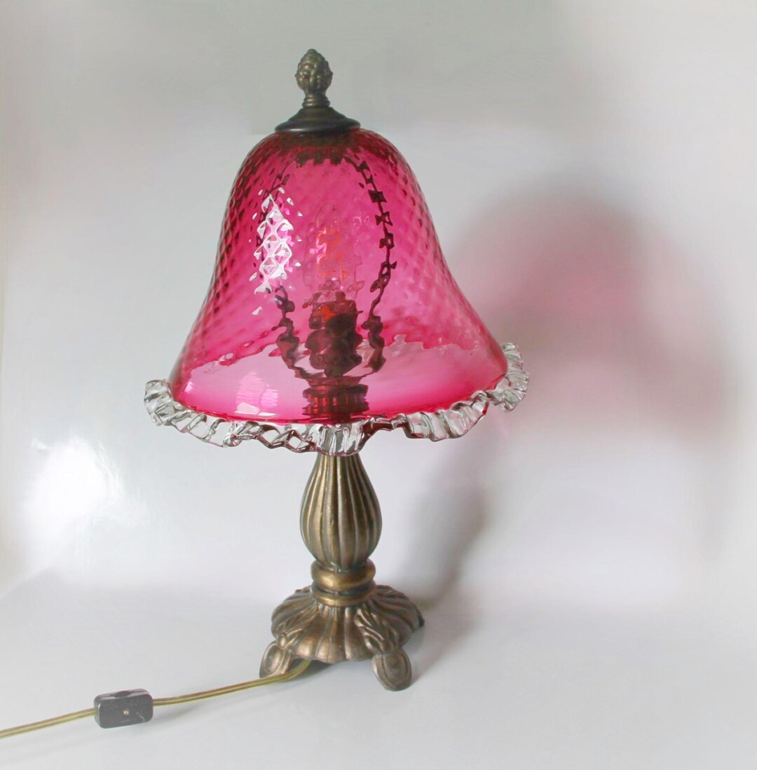 Cranberry Glass Table Lamp Rossi Artistic Lighting Vintage 1970s - Etsy