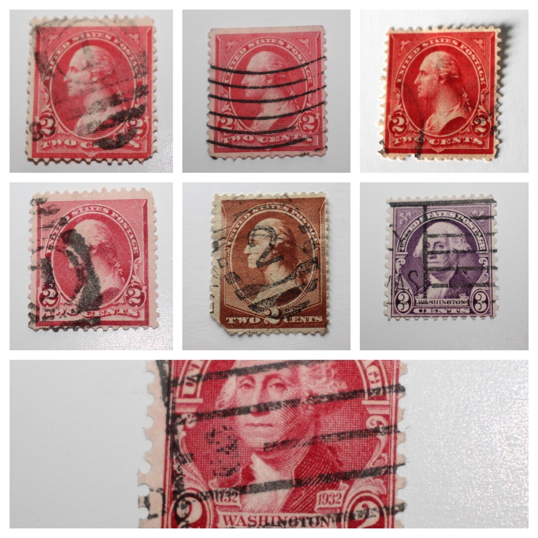 George Washington Stamps 1883 to 1932 Set of 7 Carmine Lake 2 Cent - Etsy