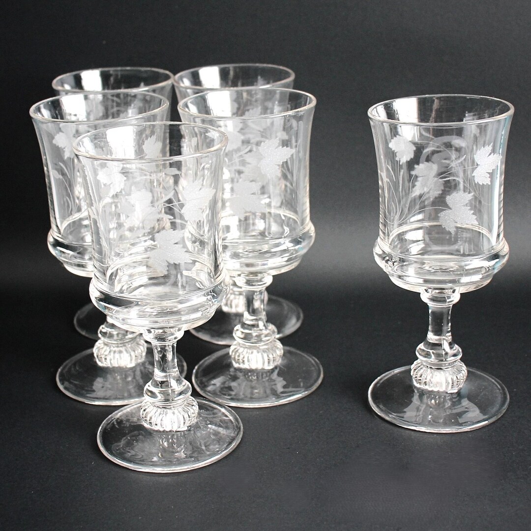 Antique Etched Victorian Goblets Ripley Glass Silver Queen Elmino ...