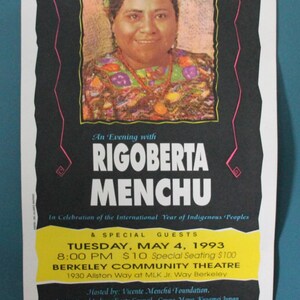 Vintage Poster Rigoberta Menchu 1993 Berkeley Speaking Appearance - Etsy