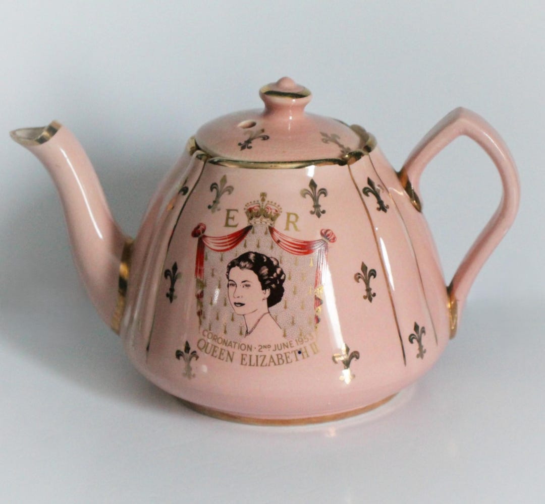 Queen Elizabeth Coronation Pink Teapot Lingard 1953 - Etsy UK