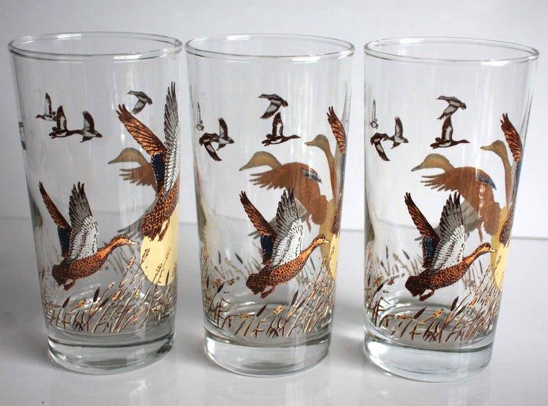 Mallard Duck Water Highball Glasses Libby 1980's - Etsy