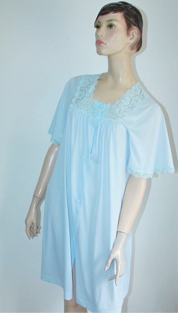 Vintage Blue Nightgown, Short Robe, Lorraine, Size Sm… - Gem