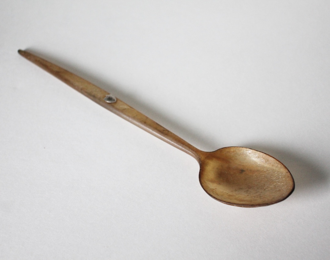 Antique Scottish Horn Spoon, Silver Shield, Traditional Christening - Etsy