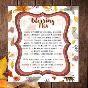Printable Blessing Mix INSTANT DOWNLOAD Thanksgiving Favors ...