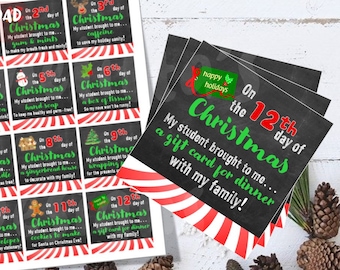 12 Days of Christmas EDITABLE Cards 12 Days of Christmas Gift Tags DIY ...