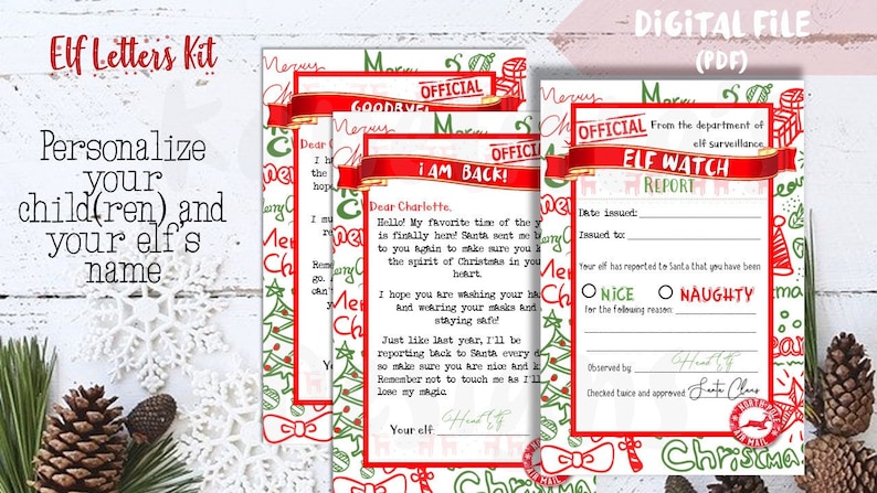 Personalized ELF Letters Printable, Elf Watch Report, Kit Letters From ...