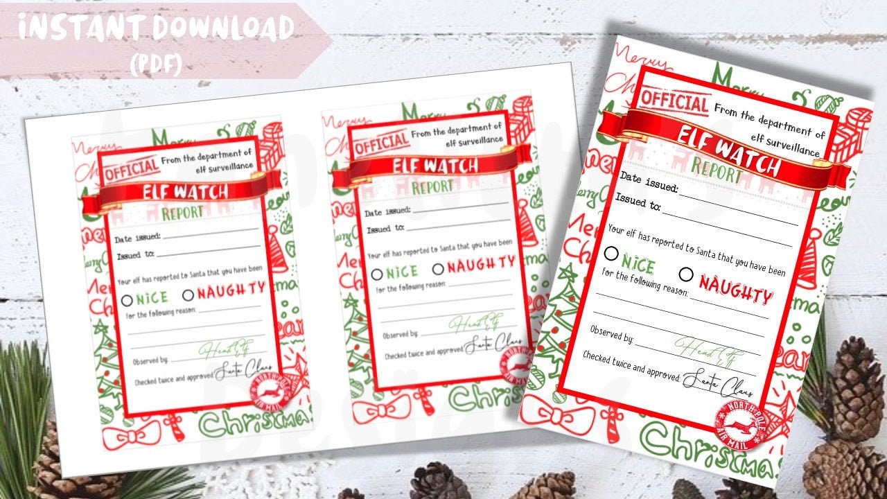 Printable Elf Report Card | Behavior Report Card, Elf Card, Naughty or ...