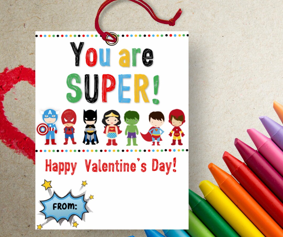 Printable Valentines Card | Superhero Valentines | Superhero Treat Bags ...