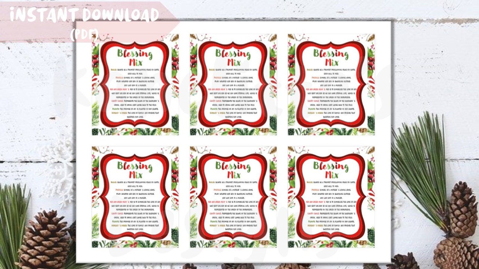 Printable Blessing Mix INSTANT DOWNLOAD Christmas Favors, Christmas ...