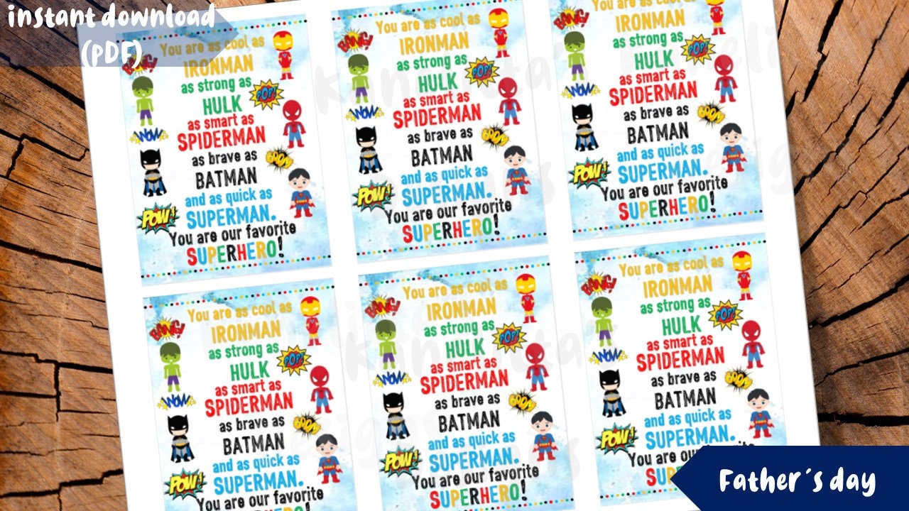 My Favorite Superhero Tags | Father's Day Favor Tags, Gift Tag, Goodie ...