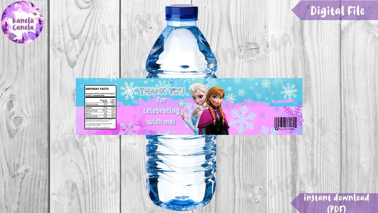 Printable Frozen Water Bottle Labels Frozen Party Favors Etsy Australia