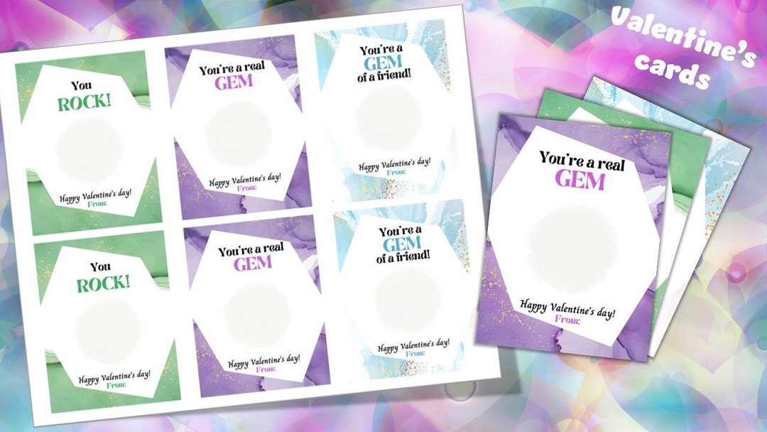 Printable Valentines Card | You Are a Gem | You Rock | Treats for Kids ...