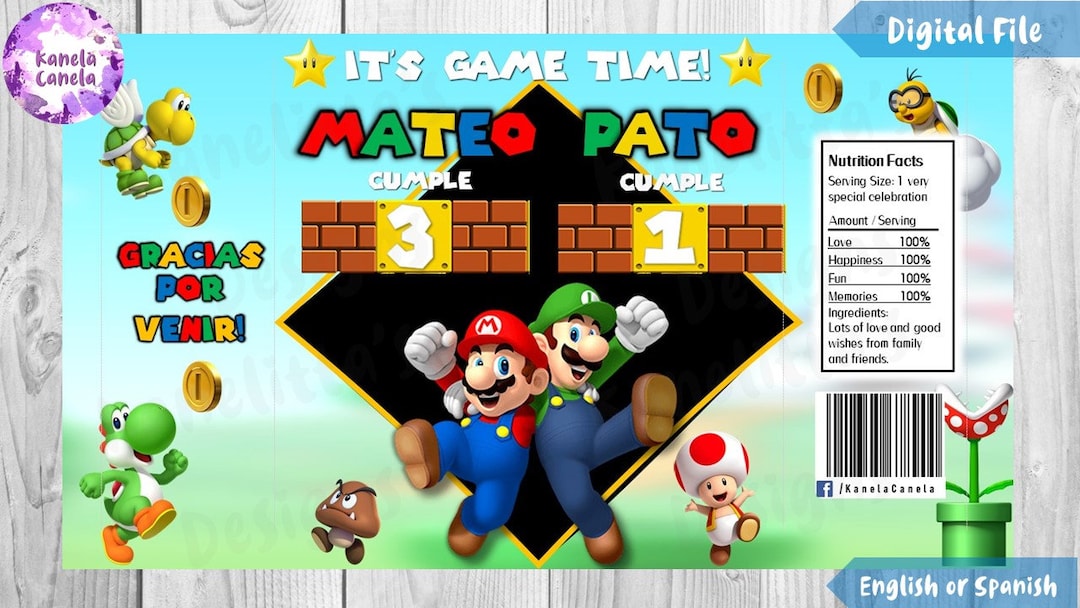 Super Mario Chip Bags, Super Mario Favor Bags, Birthday Party Chips ...